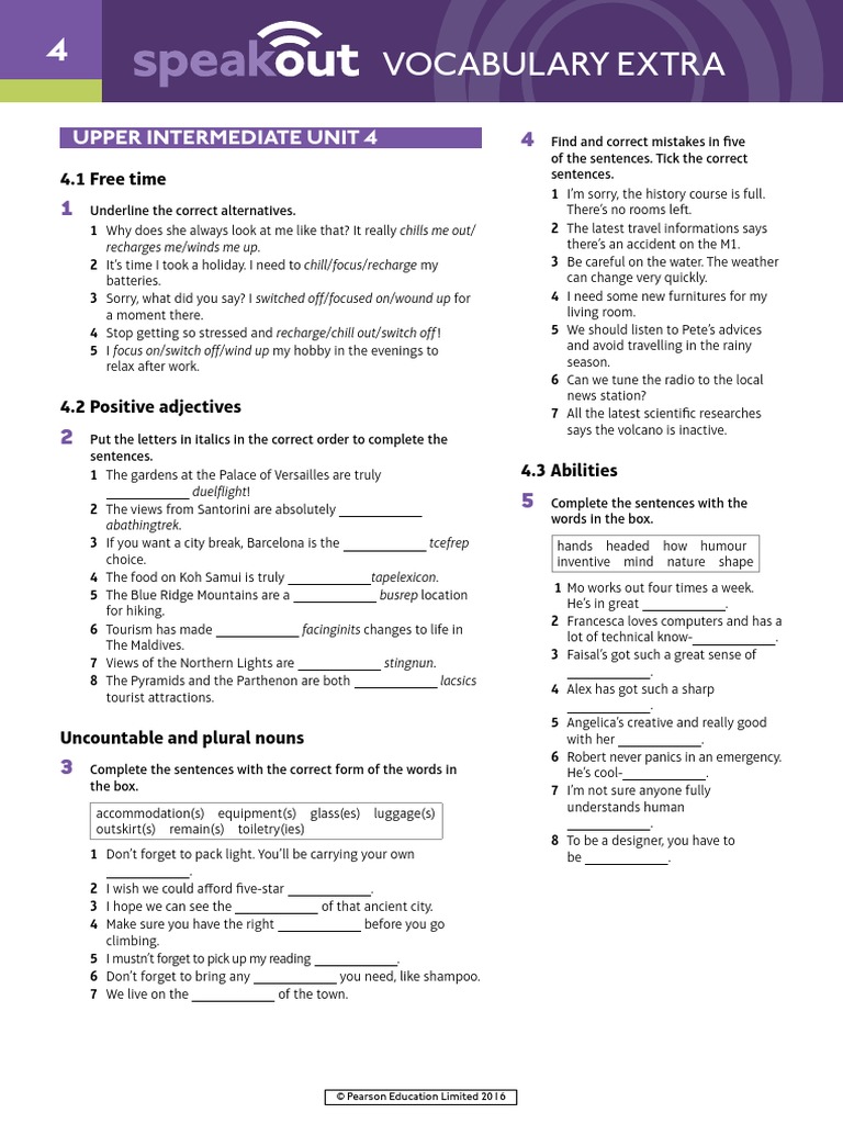 Speakout Vocabulary Extra Upper Intermediate Unit 4 | PDF | Noun ...