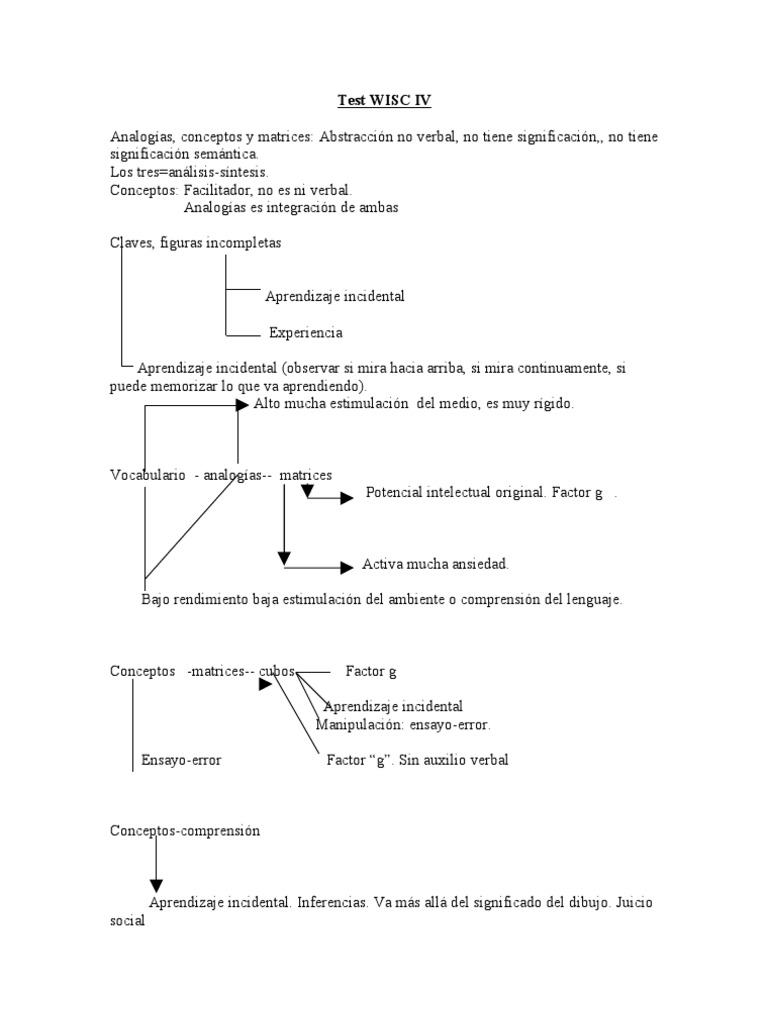 Análisis del Test WISC IV | PDF