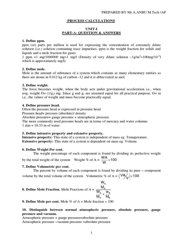 CPC Notes | PDF | Stoichiometry | Humidity