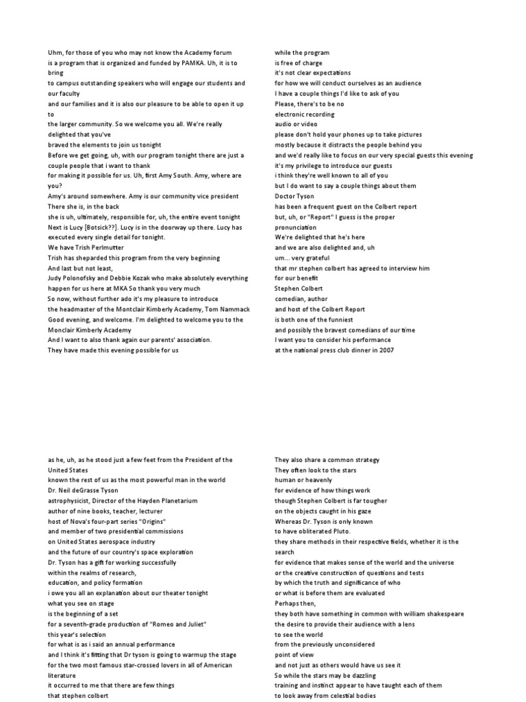 Colbert and Tyson Discuss Science, Truth and the Universe | PDF | Science