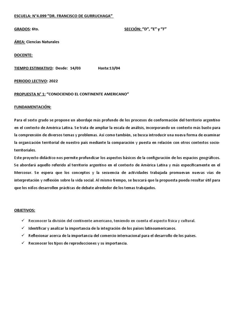 Proyecto 1 Ciencias Sociales 6 Pdf Américas America Latina
