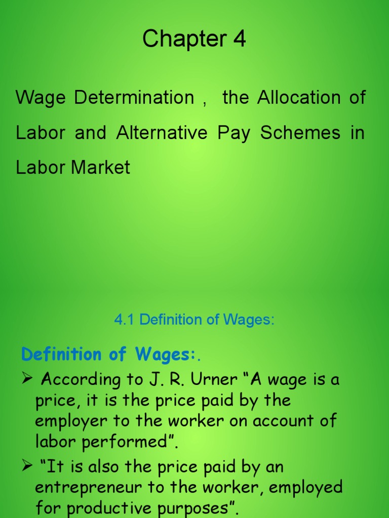 Wage Determination, The Allocation of Labor and Alternative Pay Schemes ...