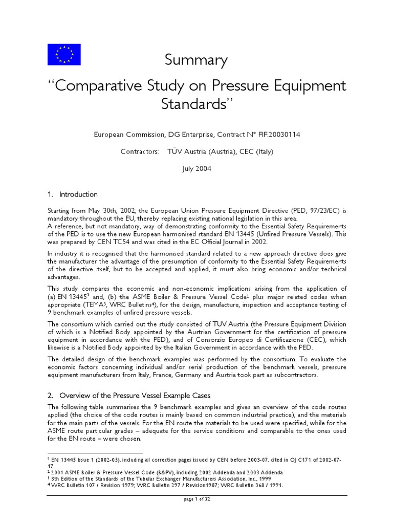 Comparative Study On Pressure Equipment Standards | PDF