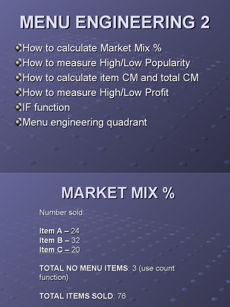 Menu Engineering | PDF