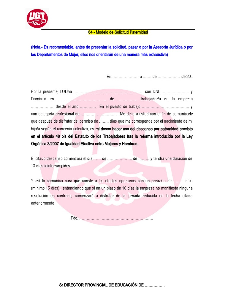 64 - Modelo de Solicitud Paternidad | PDF