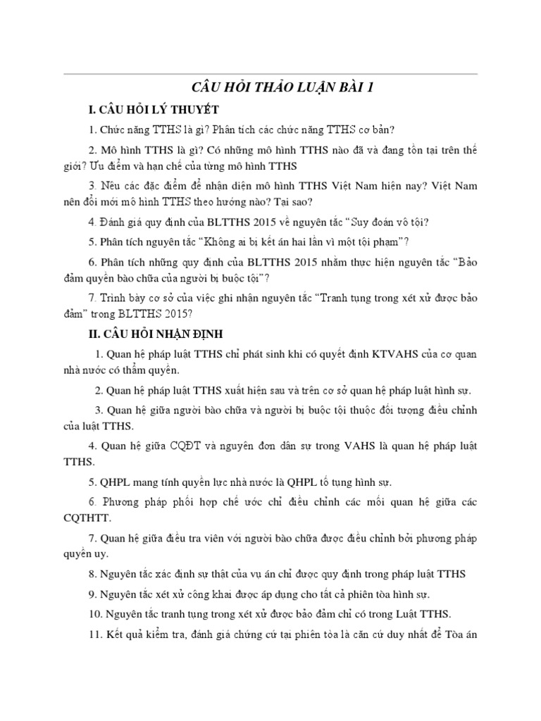 CÂU HỎI LUYỆN TẬP BÀI 1 TTHS | PDF