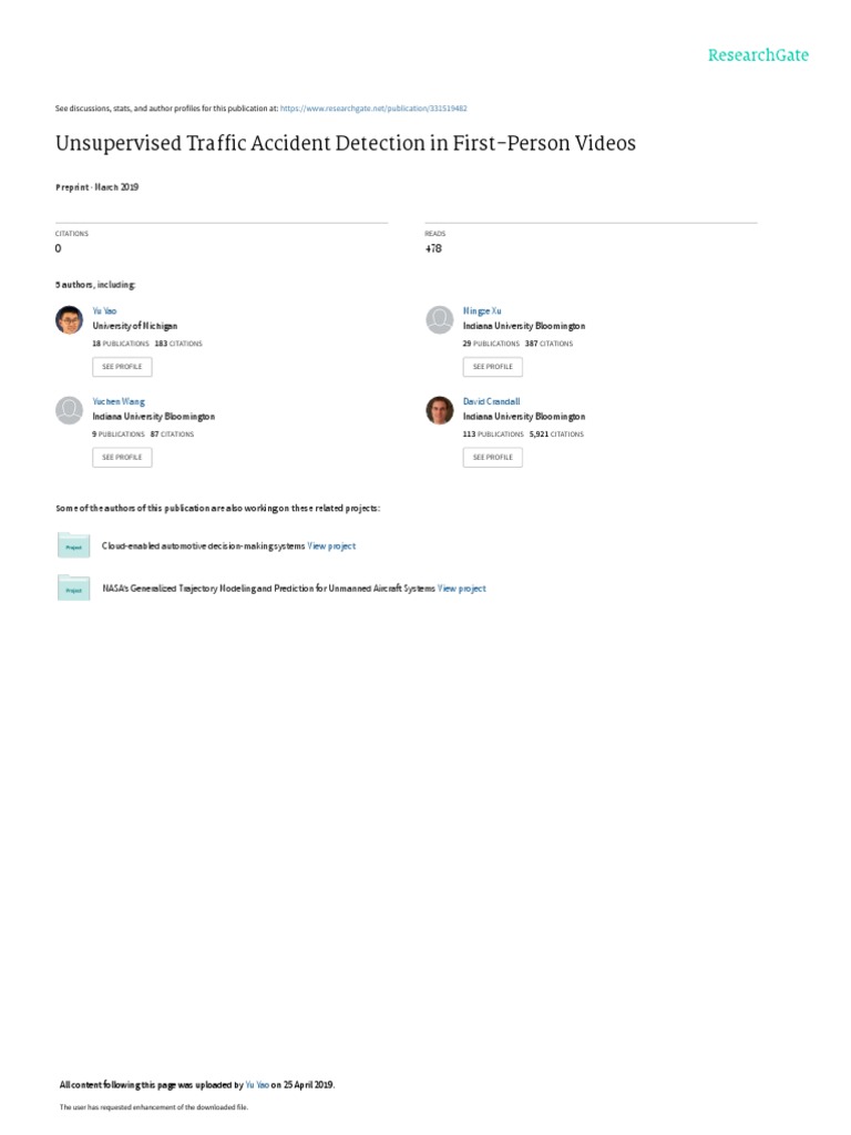 Unsupervised Traffic Accident Detection in First-Person Videos | PDF ...