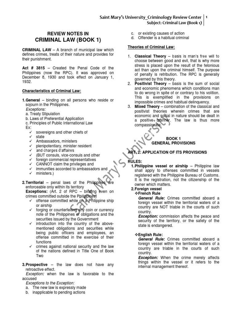 Criminal Law Book 1 | PDF | Crime & Violence | Crimes