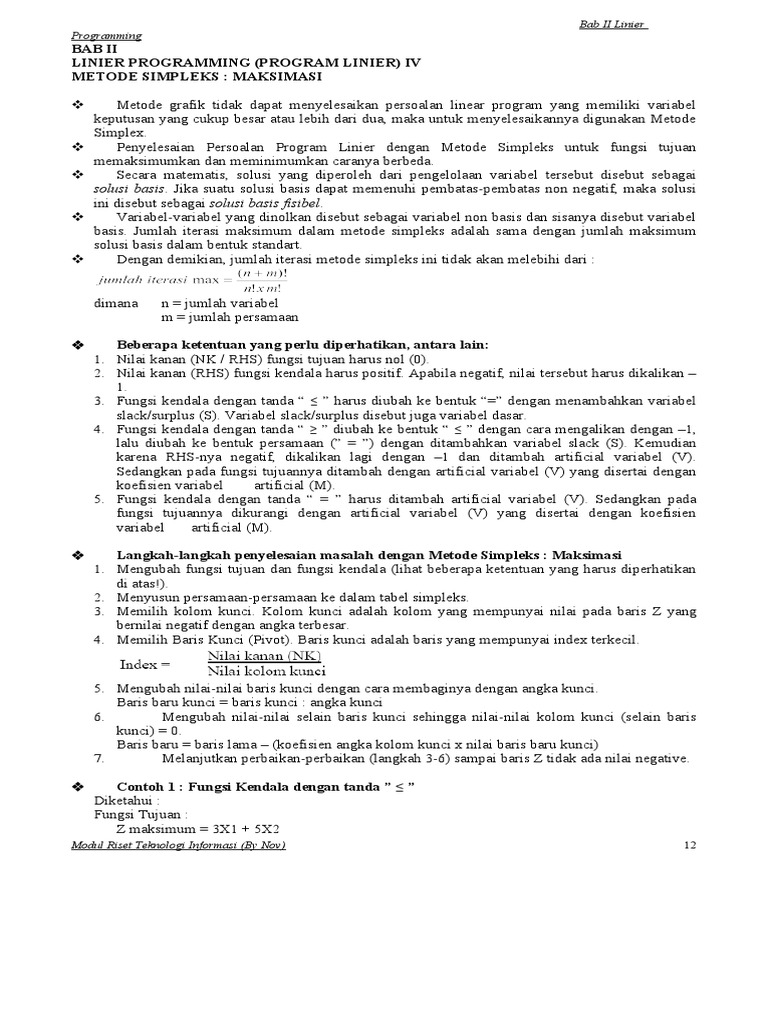 BAB II LP-Metode Simpleks | PDF