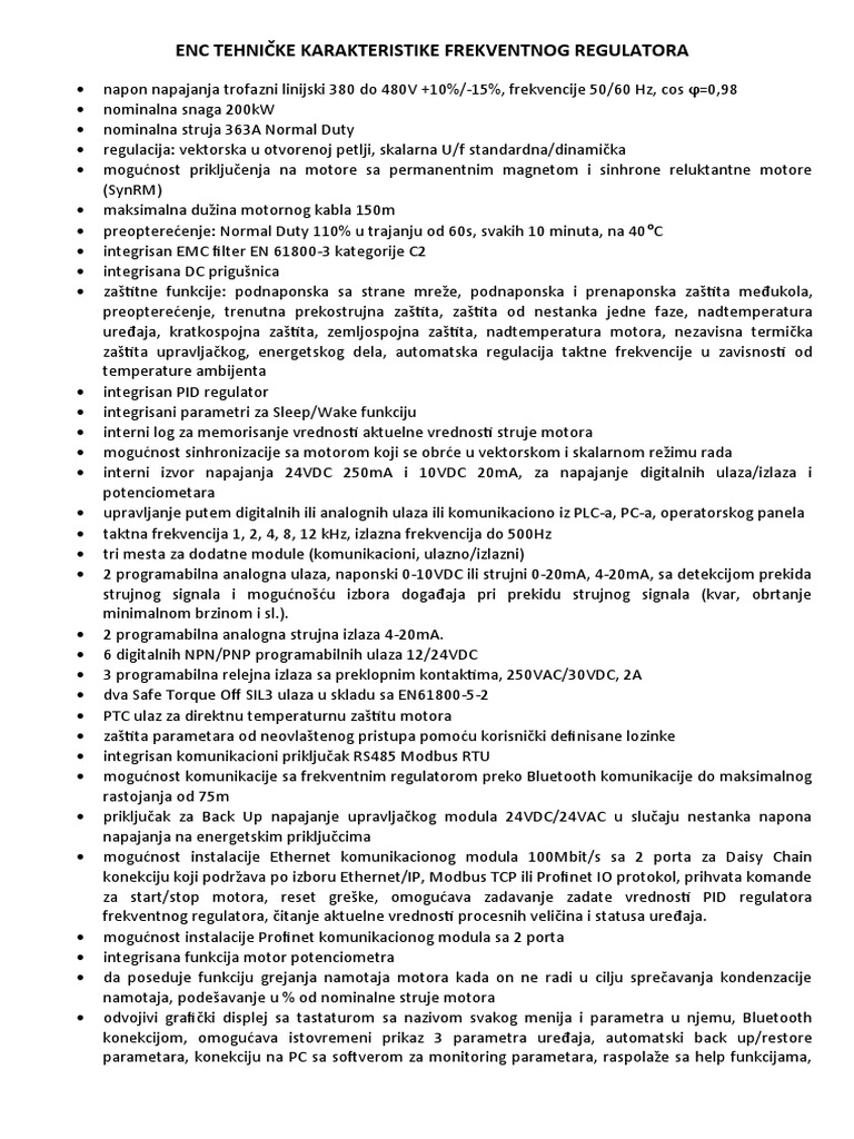 Tehnicke Karakteristike Acs 580-01-363a-4+b056+k454 | PDF