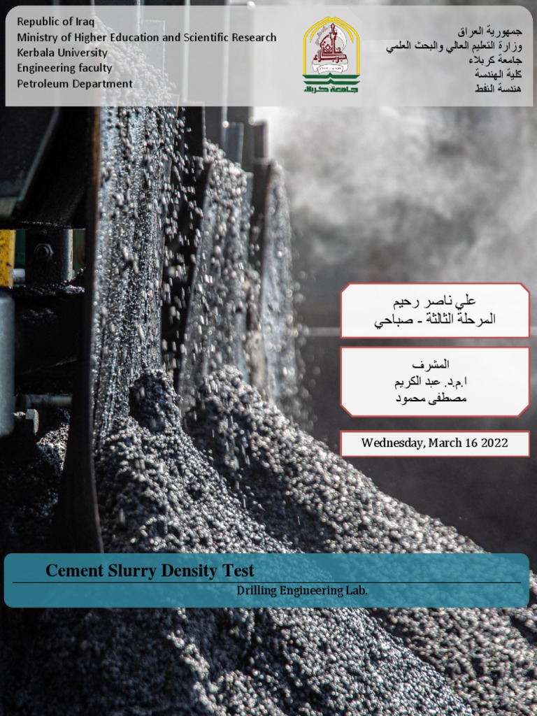 Cement Slurry Density Test | PDF | Casing (Borehole) | Density
