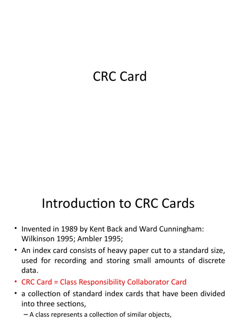 CRC Card | PDF | Class (Computer Programming) | Computing