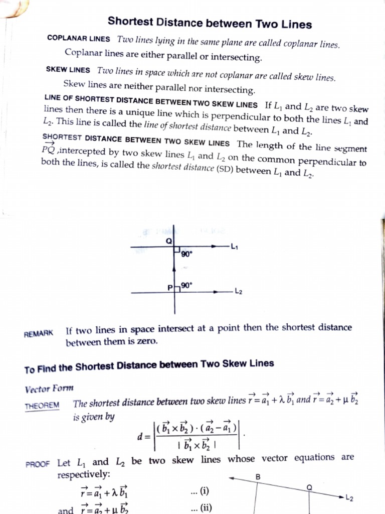 Calculating the Shortest Distance Between Two Skew Lines in Three ...