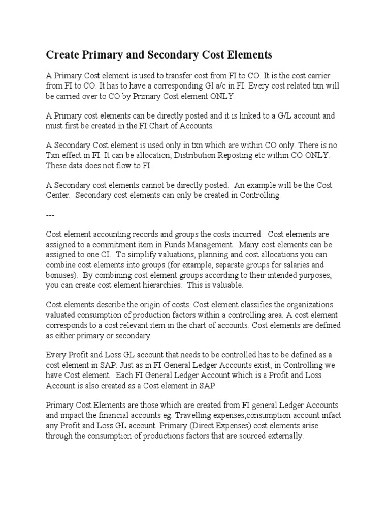 Primary Cost | PDF | Cost | Income Statement