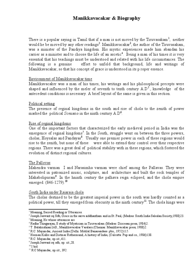 Manikkavacakar & Biography | PDF | Bhakti | Vaishnavism