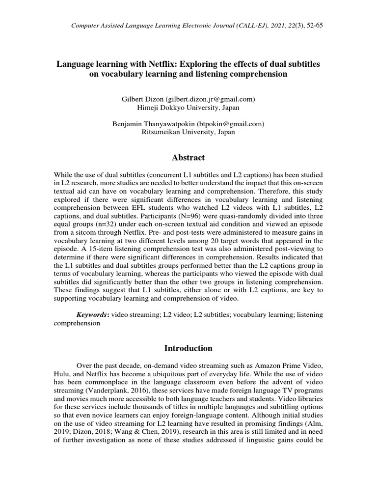 Dual Subtitles in Language Learning | PDF | Second Language | English ...