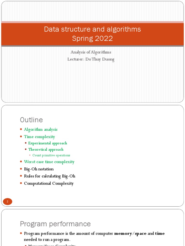Data Structure and Algorithms Spring 2022: Analysis of Algorithms Lecturer: Do Thuy Duong | PDF ...