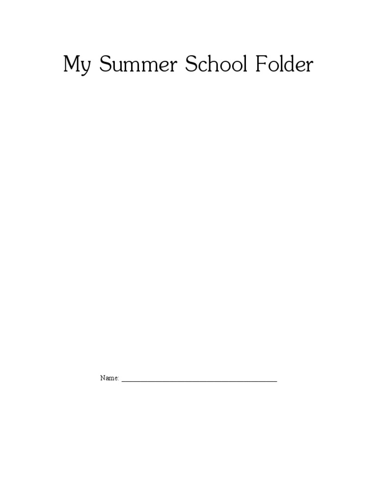 Summer School Organization Folder | PDF
