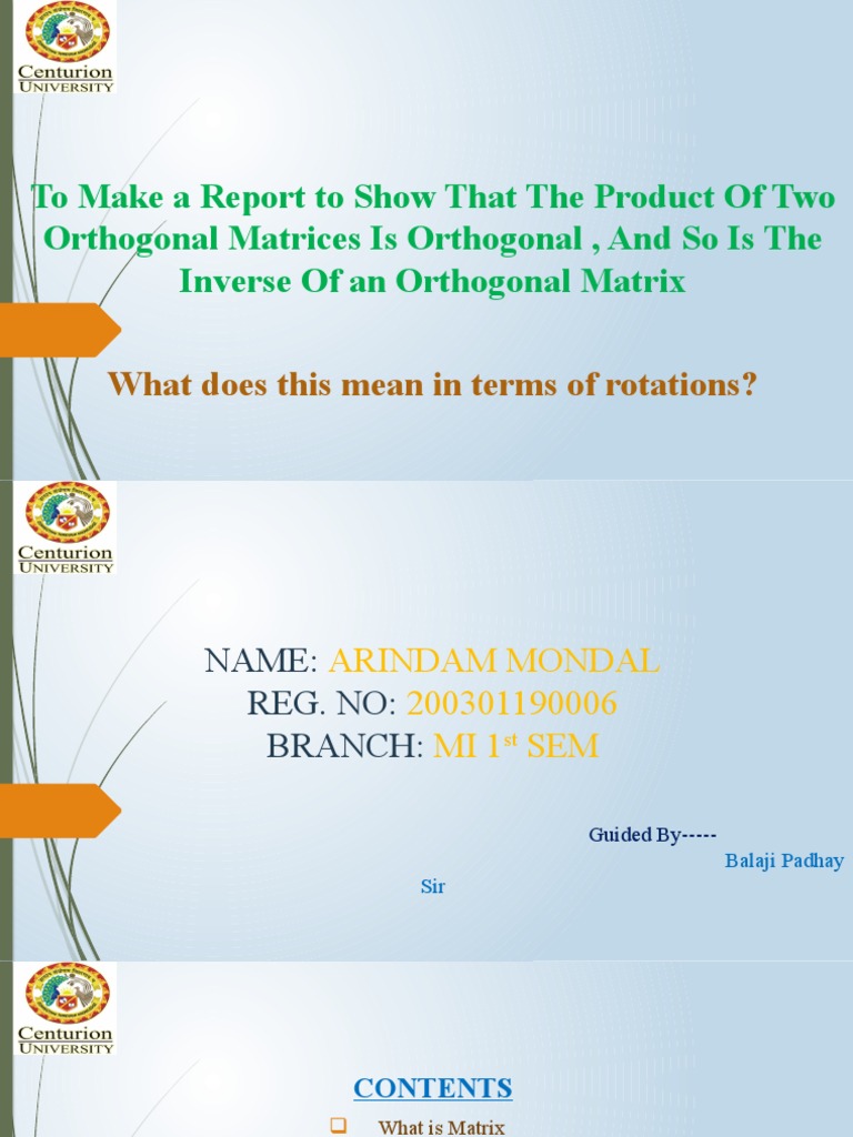 Product of Two Orthogonal Matrices | Download Free PDF | Matrix ...
