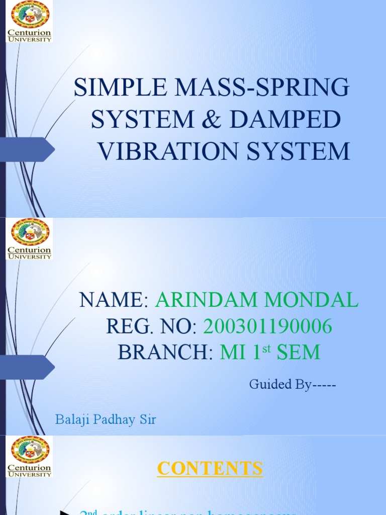 Simple Mass Spring System | PDF | Force | Mass