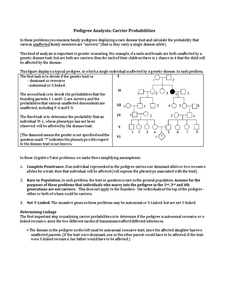 Pedigree Analysis: Carrier Probabilities: ND RD | PDF | Dominance ...