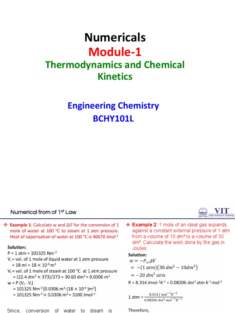 Numericals: Thermodynamics and Chemical Kinetics | PDF | Entropy ...