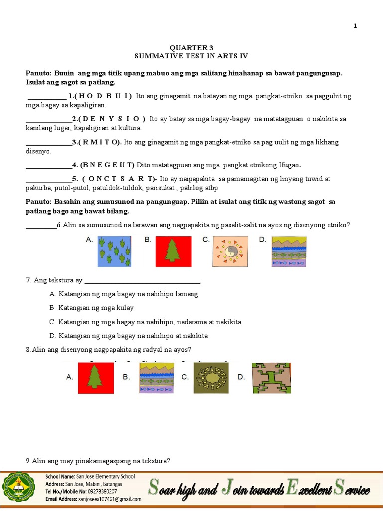 Quarter-3-Grade-4-Summative Test in ARTS | PDF
