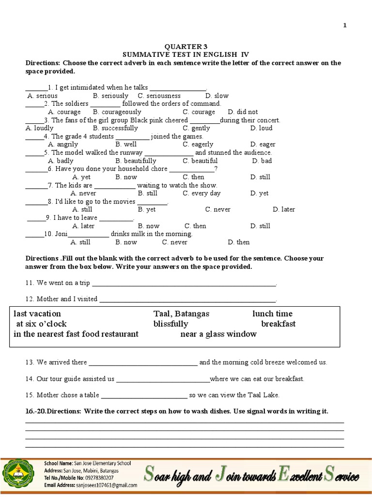 Grade 4 English Quarter 3 Test | PDF | Bees | Insects