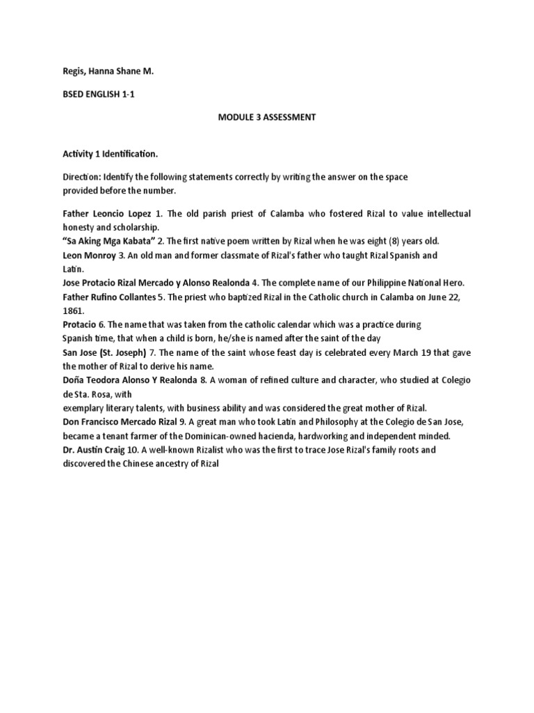 LWR. MODULE 3 Quiz | Download Free PDF | Family