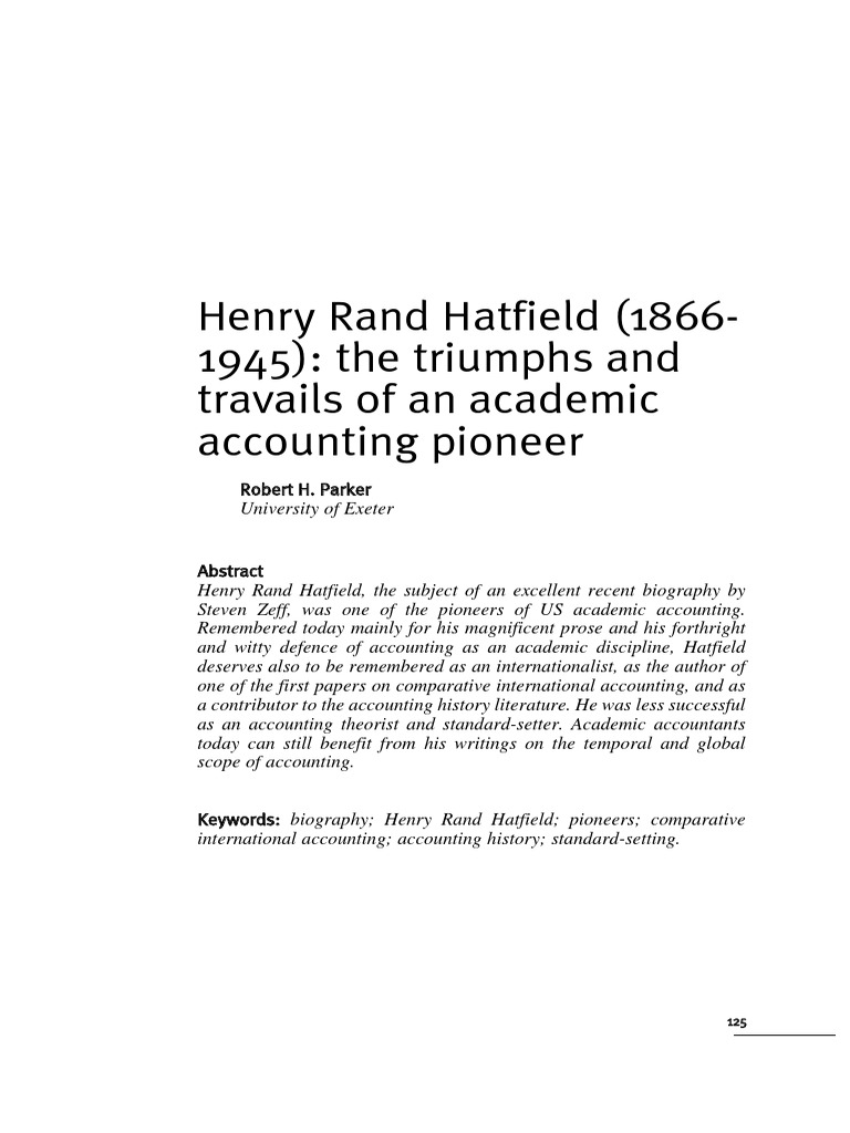 Henry Rand Hatfield (1866-1945) : The Triumphs and Travails of An ...