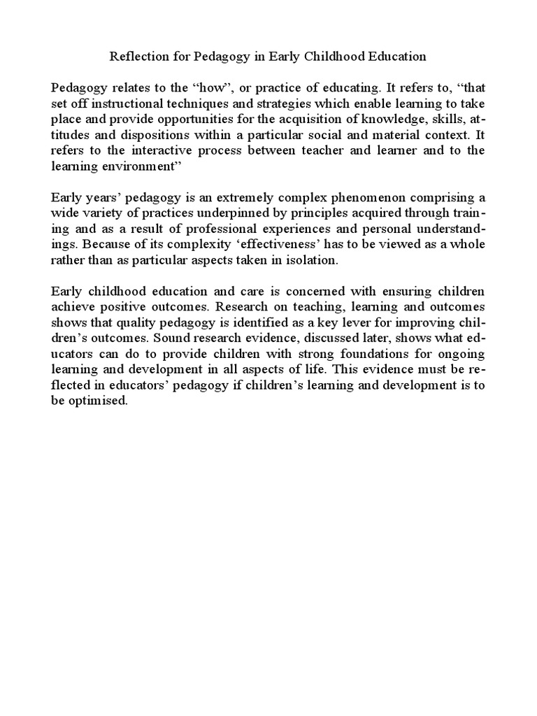 Reflection For Pedagogy | PDF