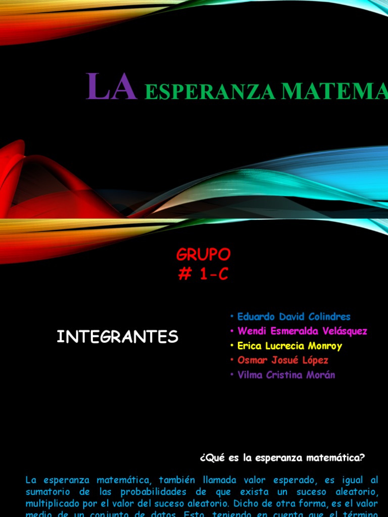 Esperanza Matematica | PDF | Valor esperado | Teoría de probabilidad