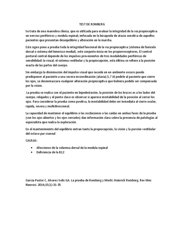 Test de Romberg | PDF