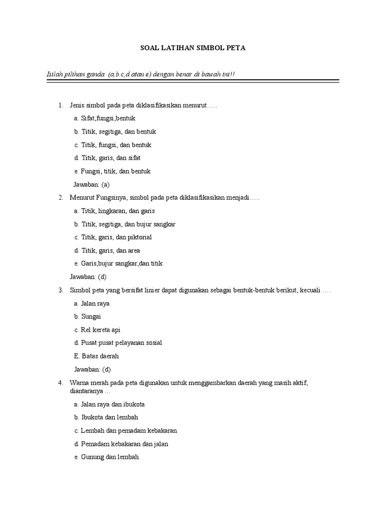 Soal Latihan Jenis Simbol Peta | PDF