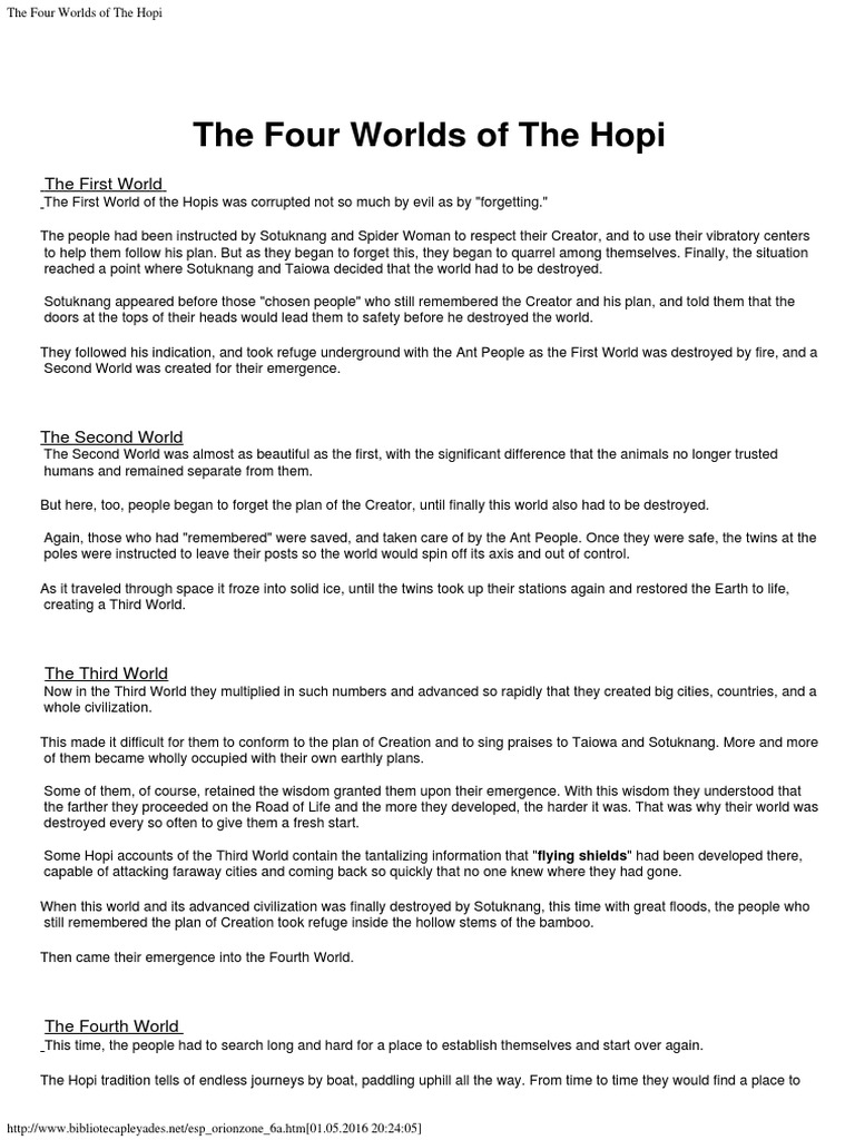 Hopi - The Four Worlds of The Hopi | PDF | Social Science | Religion ...
