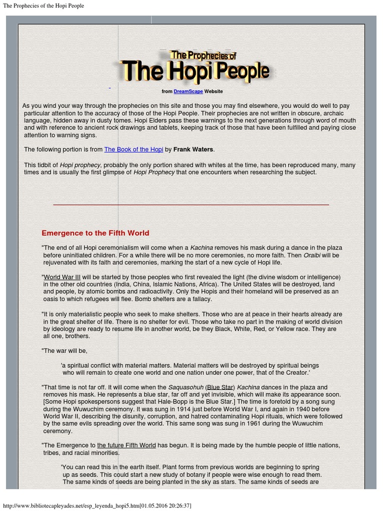 Hopi Prophecies and Future Signs | PDF | Social Science | Religion ...