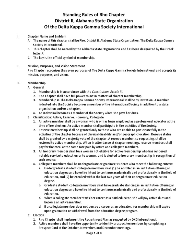2019 Rho Chapter Standing Rules Saved April 2022 | PDF | Committee ...