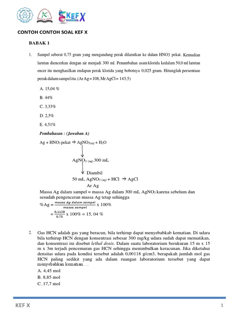 Soal dan Pembahasan Kimia KEF X | PDF | Metode & Bahan Ajar | Sains & Matematika
