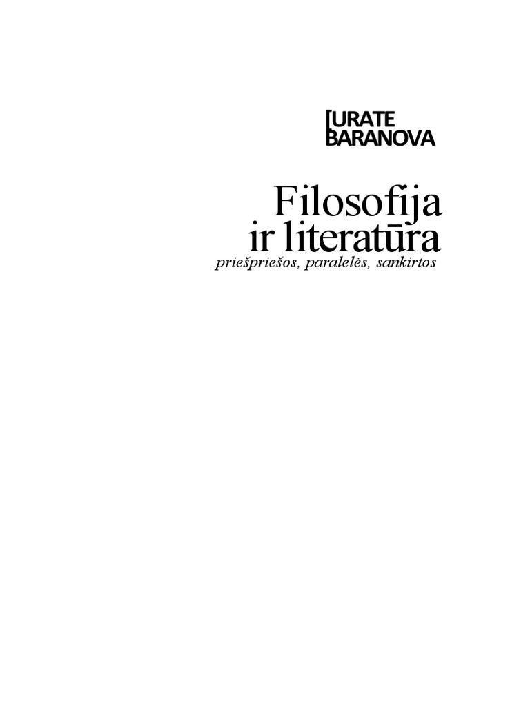 Filosofija Ir Literatūra | PDF