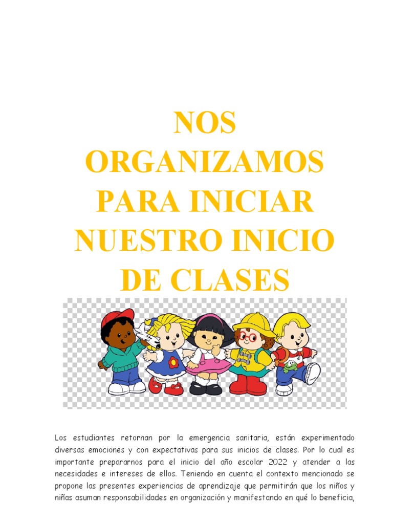 ACTIVIDADES DE INICIO DE CLASES Ok. | PDF | Las emociones | Juguetes