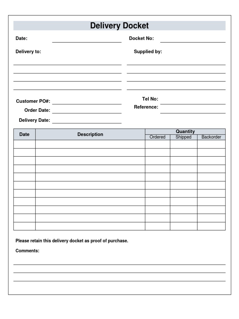 Delivery Docket Template Pdf Pdf