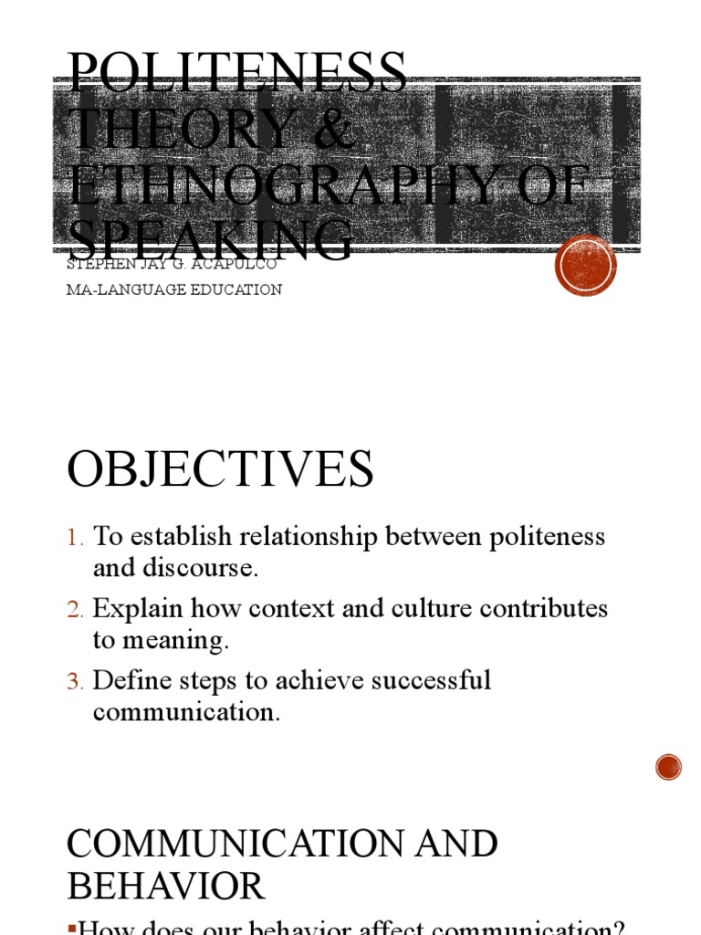 Politeness Theory and Ethnography of Speaking | PDF | Communication ...