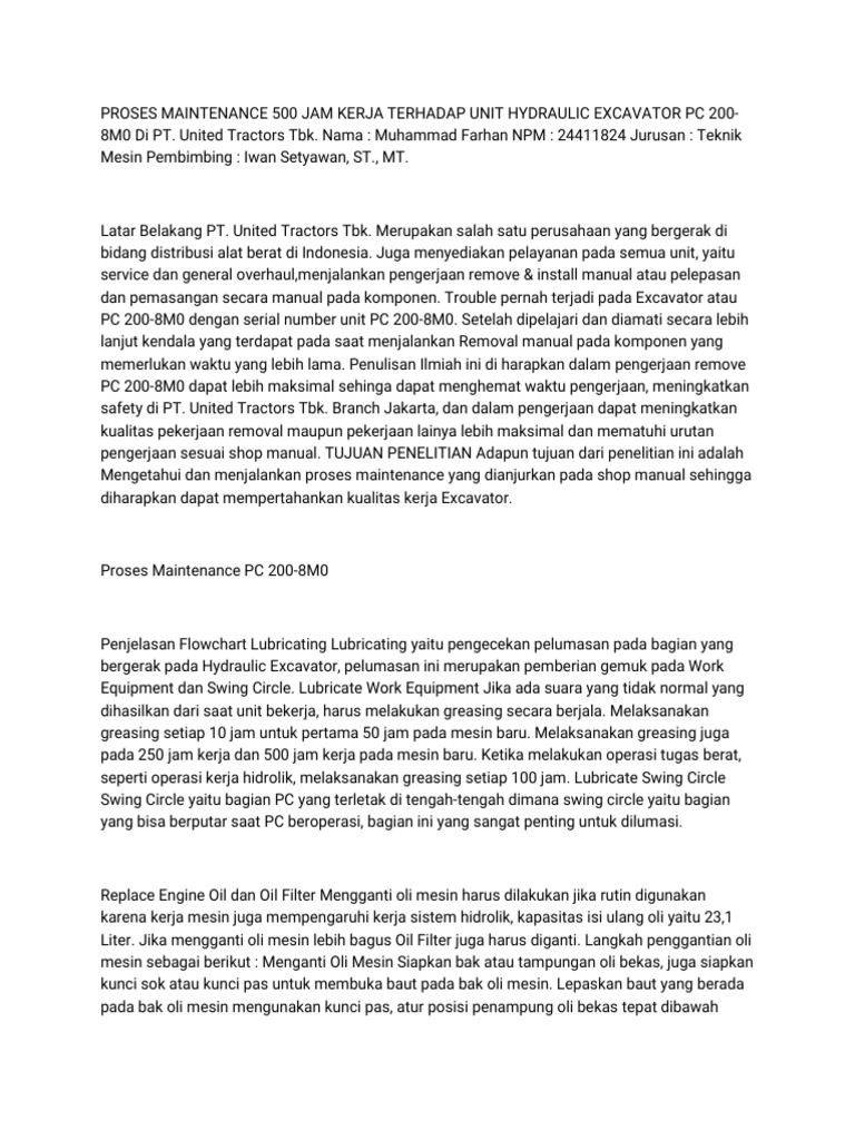 PROSES Maintenance PC200-8M0 | PDF