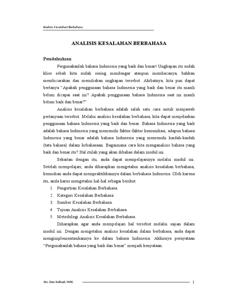 Analisis Kesalahan Berbahasa | PDF