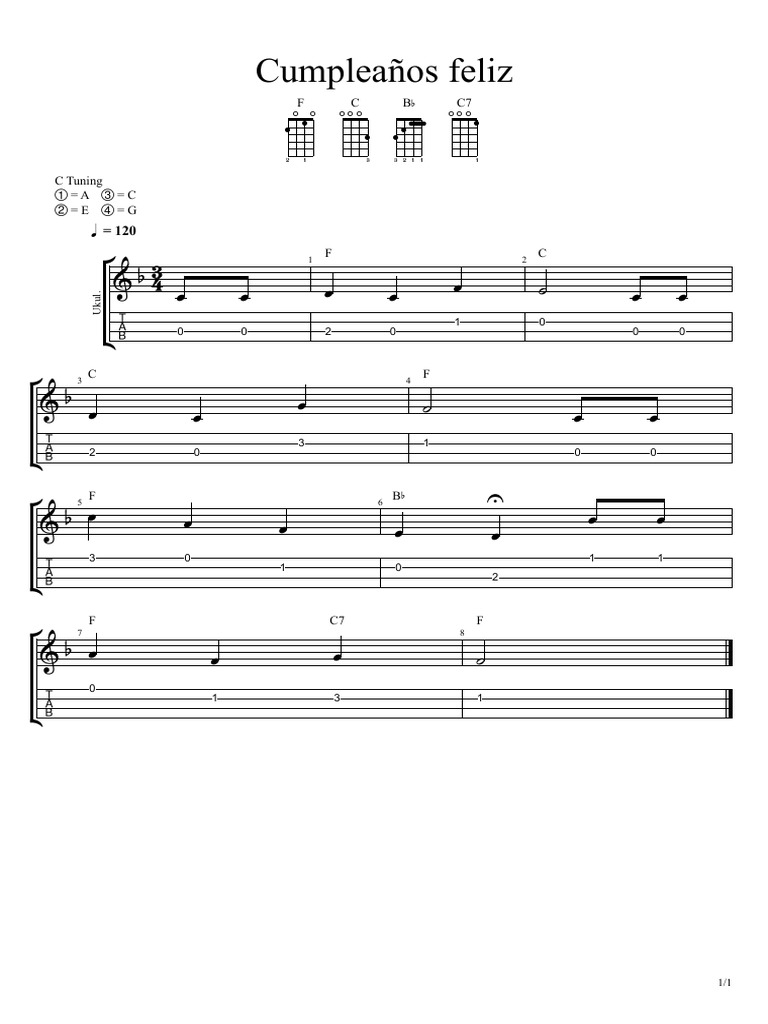 Cumpleaños Feliz Tab | PDF