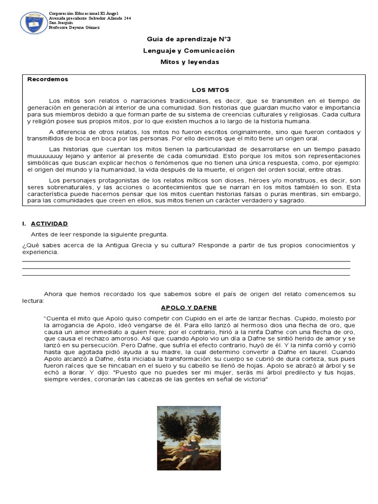 Mitos y Leyendas: Guía de Aprendizaje | PDF