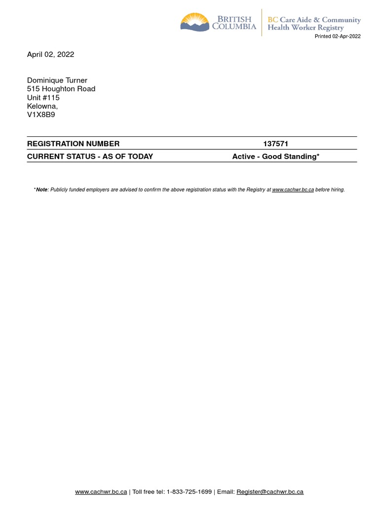 Hca Registration | PDF