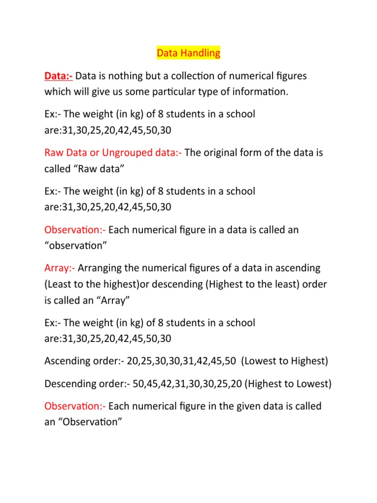 Data Handling Class 7 | PDF | Probability | Mathematics
