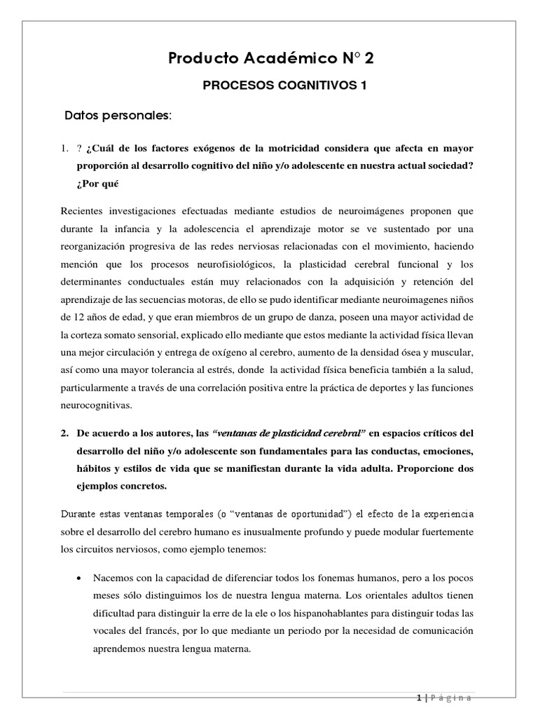 c3 Procesos Cognitivos - Pa2 | PDF | Cerebro | Aprendizaje