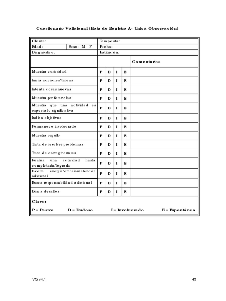 Cuestionario Volicional (VQ) | PDF